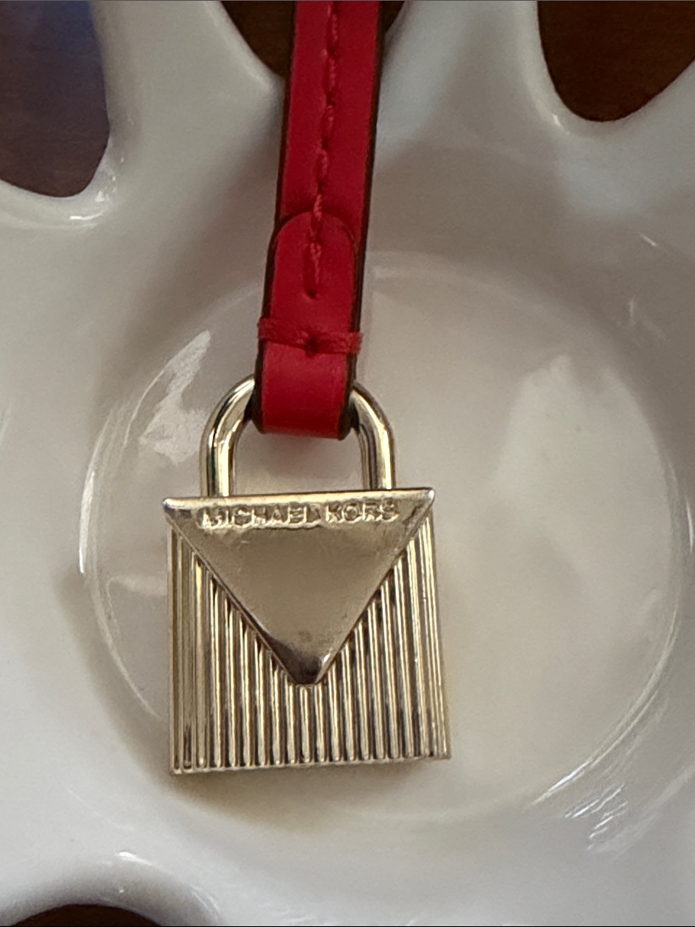 Michael Kors | Accessories | Michael Kors Red Leather Strap Gold ...